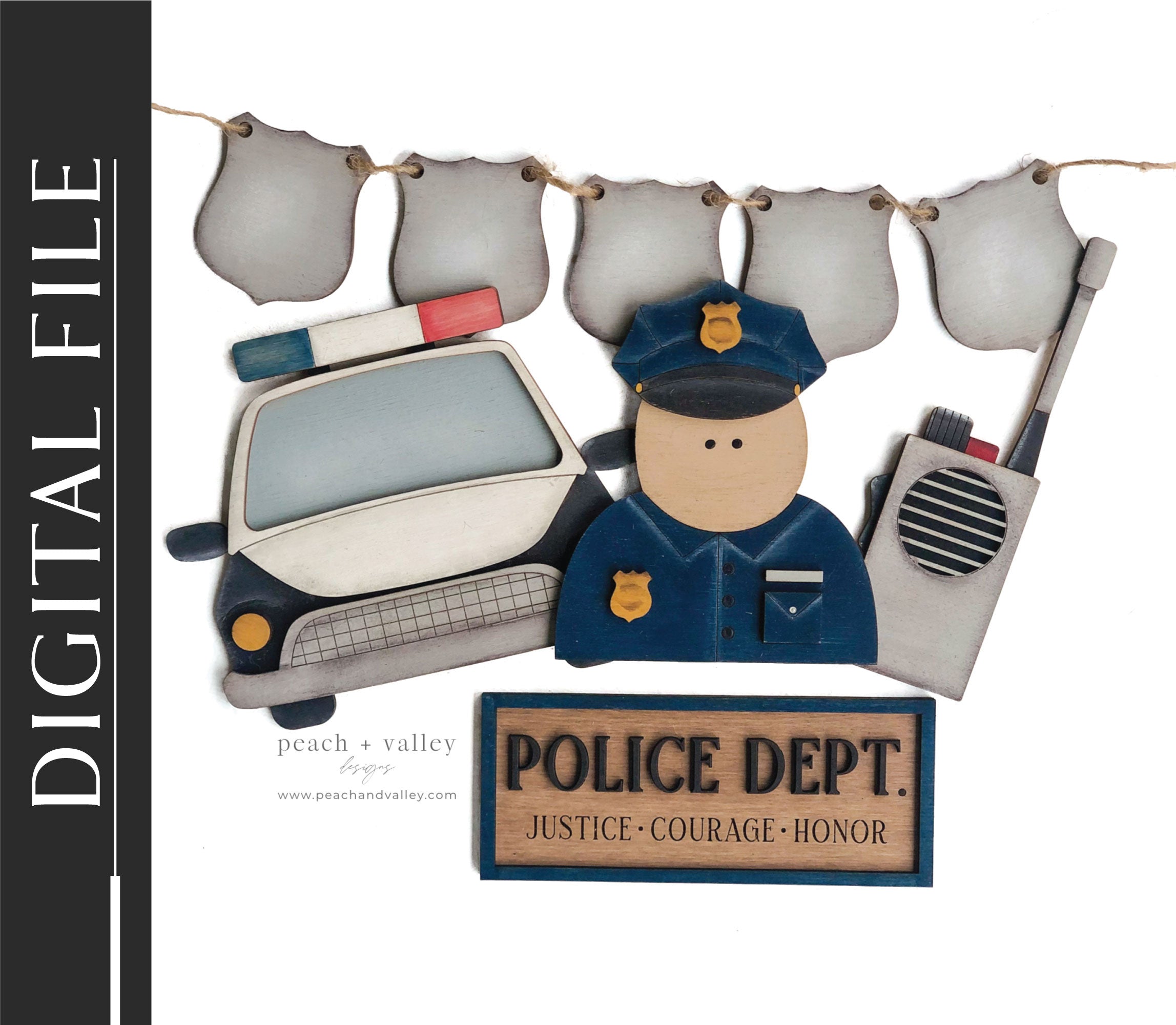 Police Tiered Tray SVG – Peach + Valley Designs